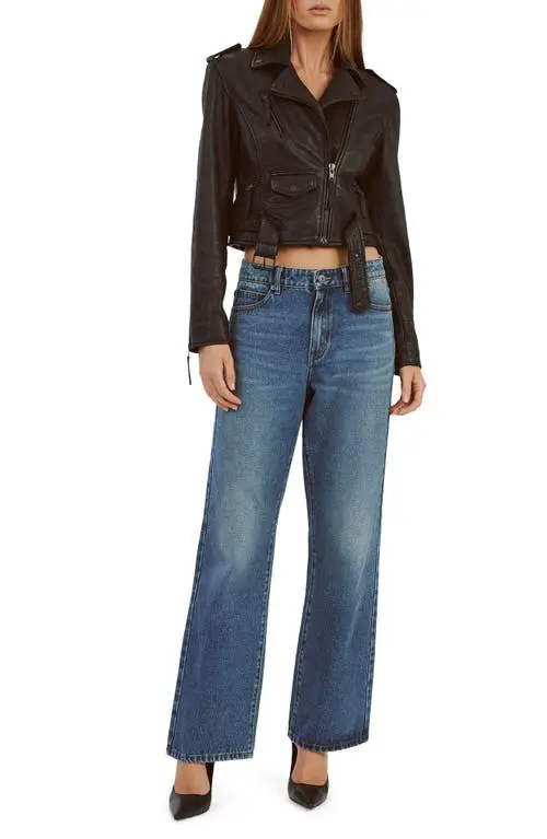 Bardot Crop Leather Moto Jacket