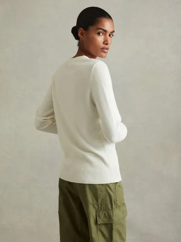REISS Annie Wool Blend Crew Neck Jumper With Cashmere