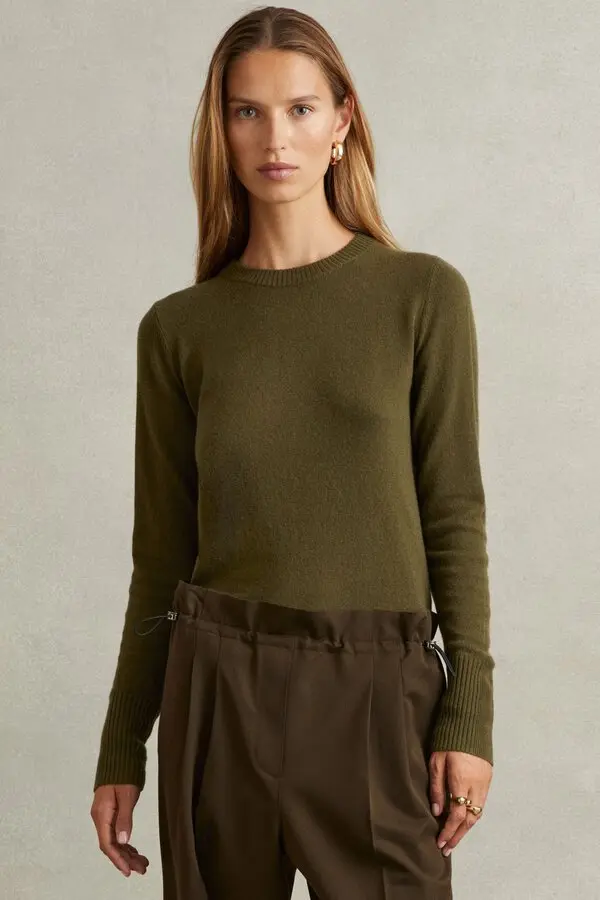 REISS Annie Wool Blend Crew Neck Jumper With Cashmere