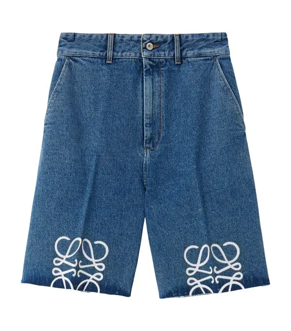 Loewe Denim Anagram Shorts - Blue
