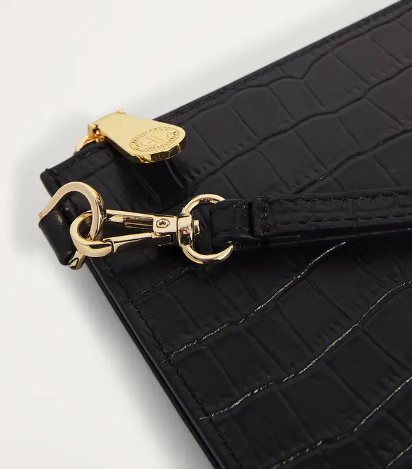 Harrods Medium Croc-embossed Leather Pouch