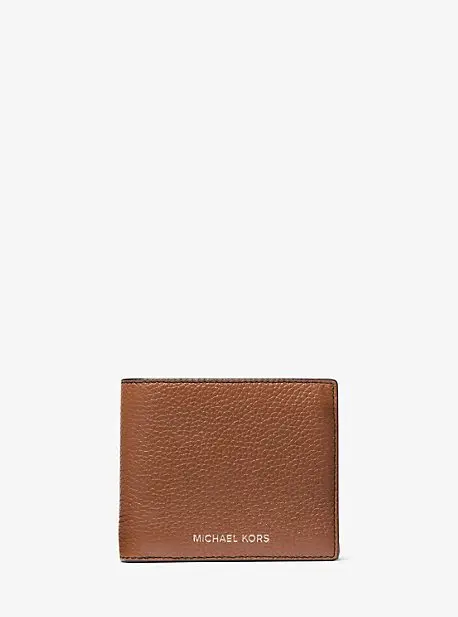 Michael Kors Cooper Pebbled Leather Billfold Wallet With Coin Pouch - Brown