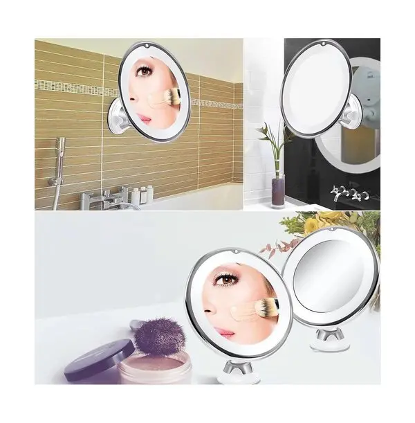 COWIN 10x Magnifying Lighted Makeup Mirror 360° Rotation With Suction Cup