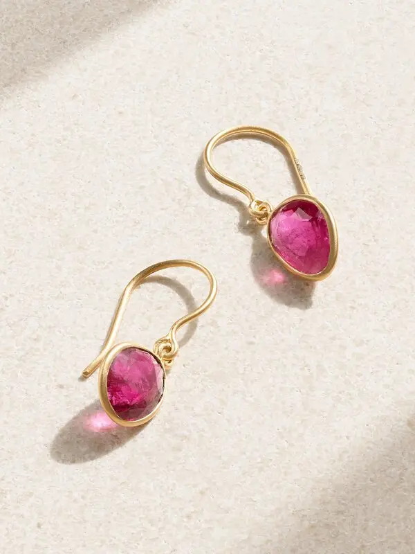 PIPPA SMALL 18-karat Gold Tourmaline Drop Earrings - Pink