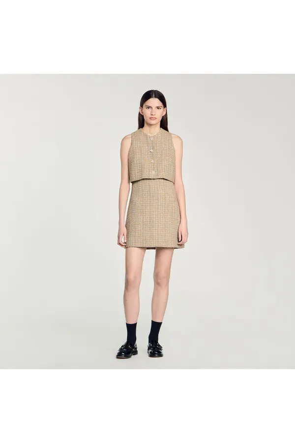 Sandro Tweed Mini Dress In Brown - 50% Off | Editorialist