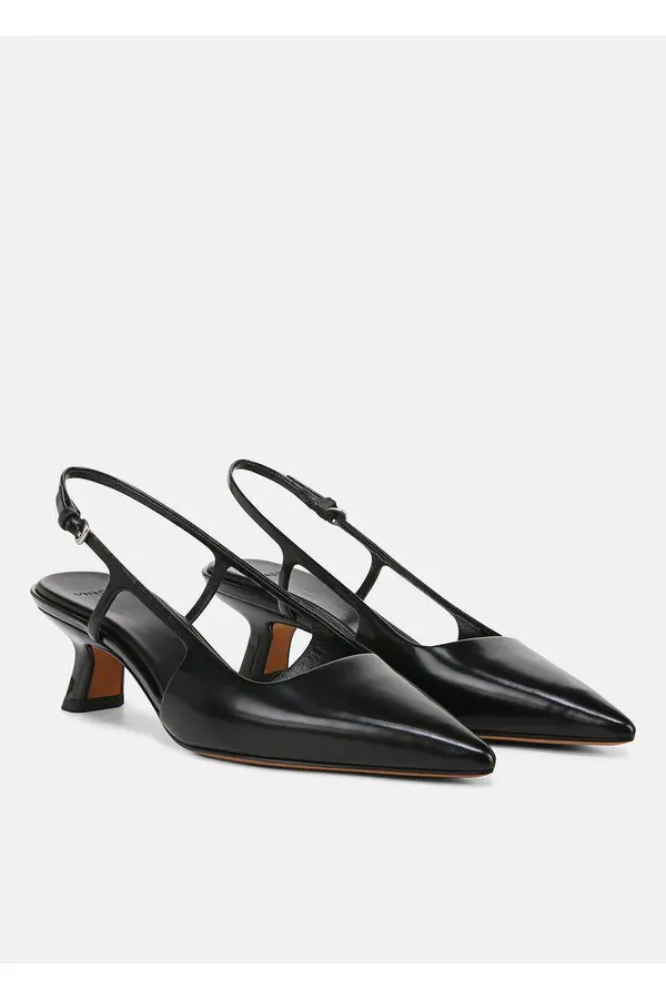 Vince Bianca Leather Slingback Heel - Black