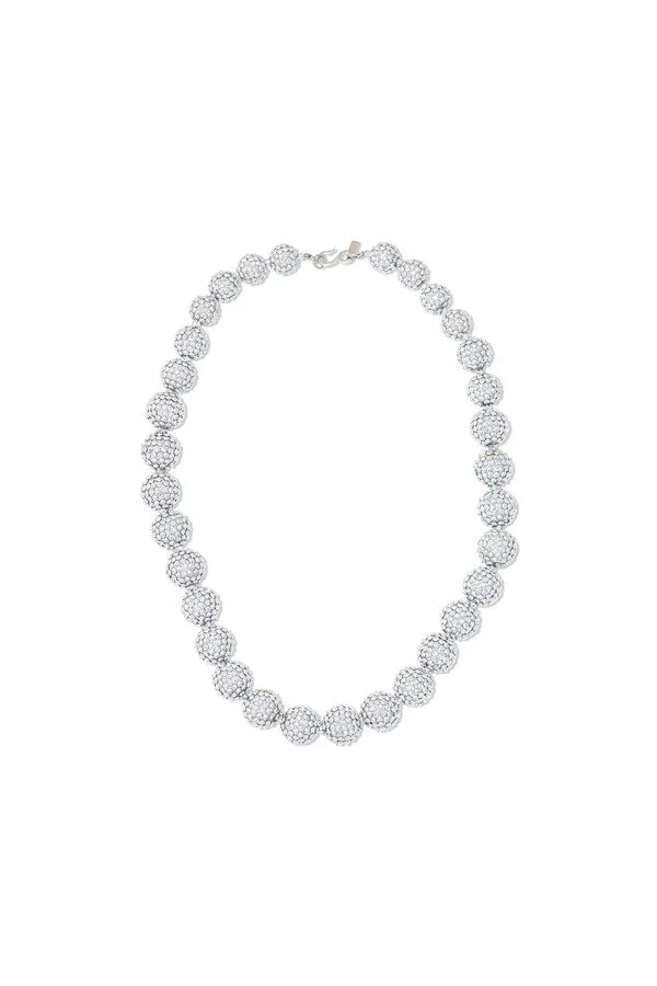 KENNETH JAY LANE Pave Ball Statement Necklace - Silver