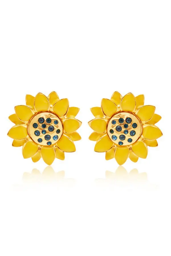 KENNETH JAY LANE Sunflower Clip-on Earrings - Yellow