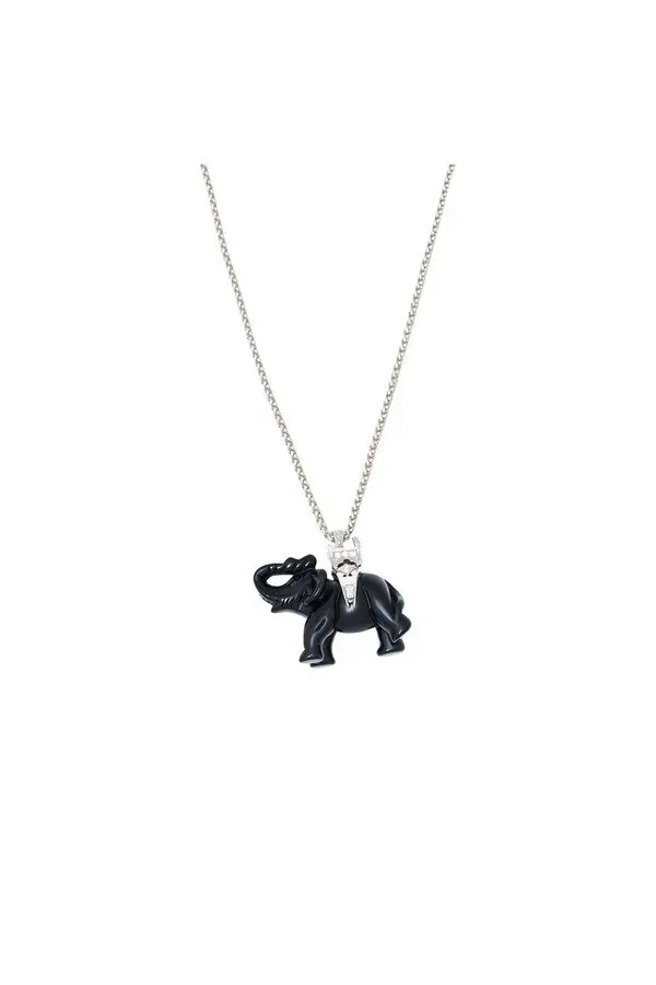 KENNETH JAY LANE Onyx Elephant Charm Necklace - Black