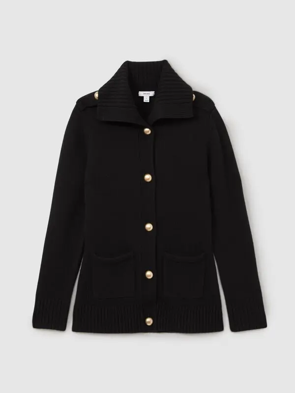 REISS Wool-cashmere Spread Collar Cardigan