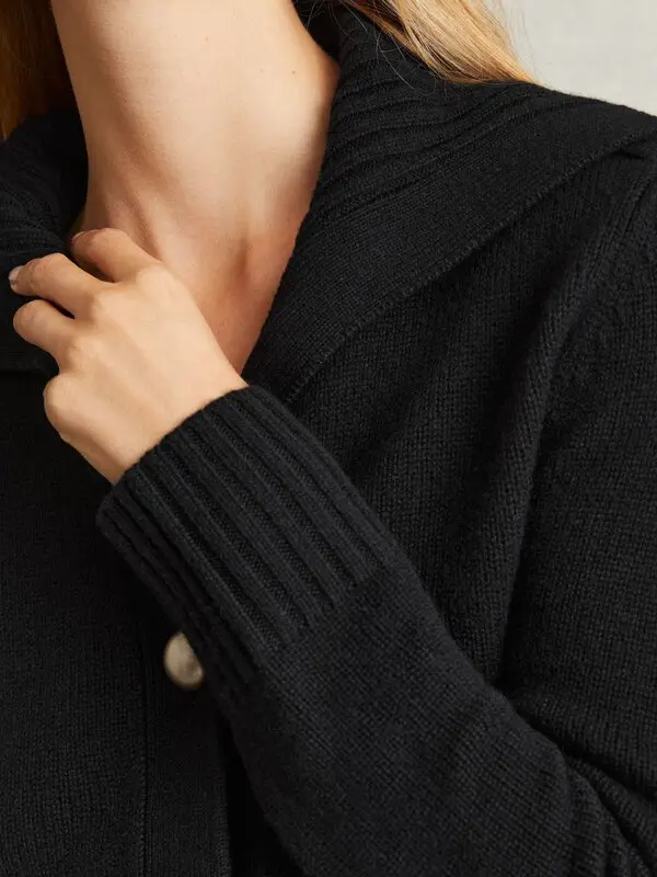 REISS Wool-cashmere Spread Collar Cardigan