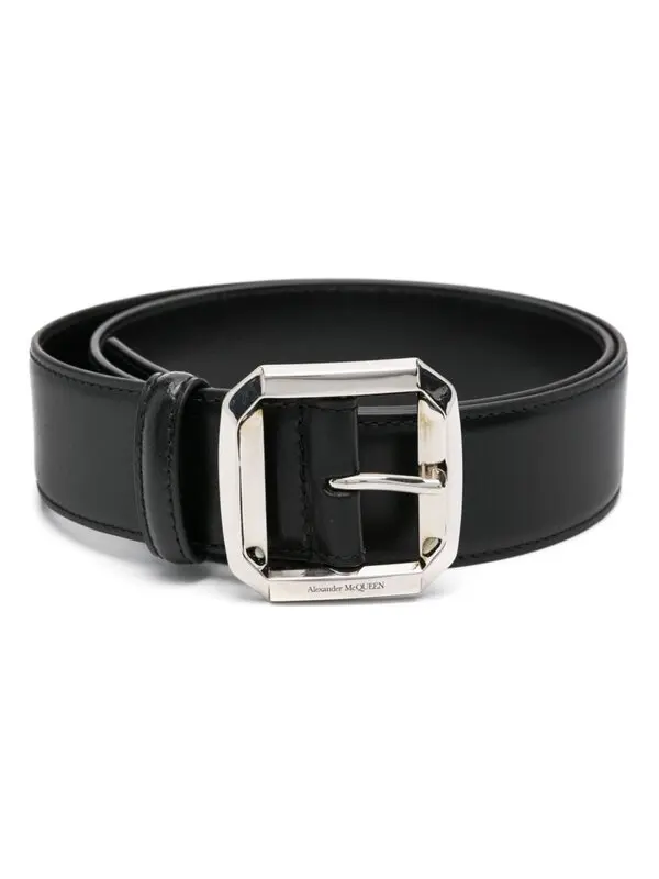 Alexander McQueen Logo-engraved Buckle Belt - Black