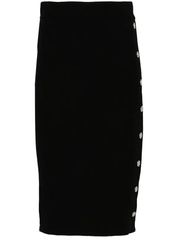 Pinko Ribbed-knit Midi Skirt - Black