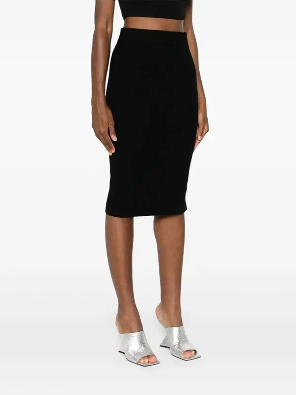 Pinko Ribbed-knit Midi Skirt - Black