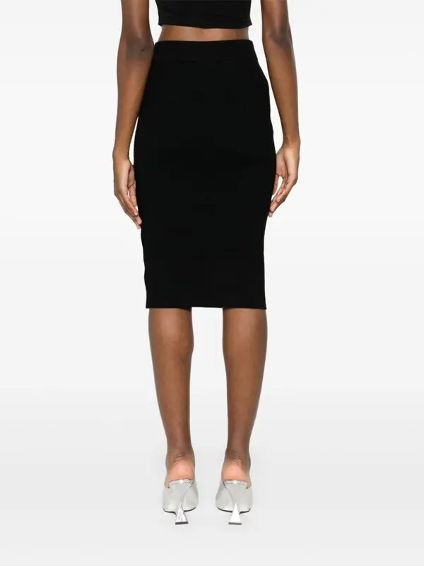 Pinko Ribbed-knit Midi Skirt - Black