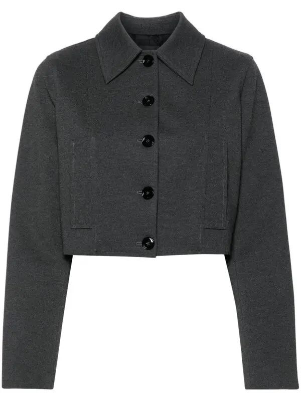 Pinko Single-breasted Cropped Jacket - Grey
