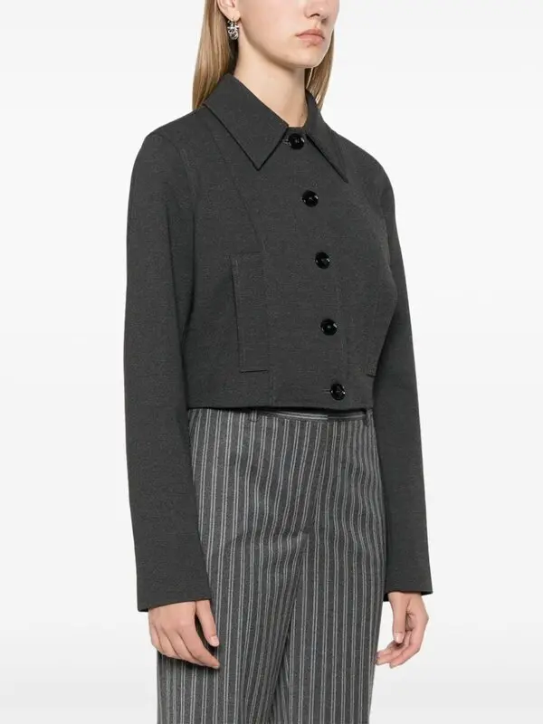 Pinko Single-breasted Cropped Jacket - Grey