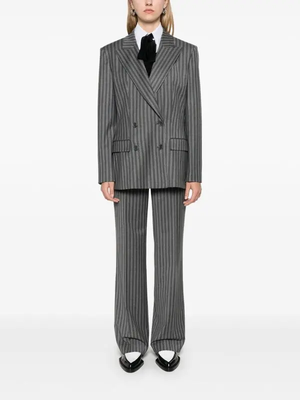 Alberta Ferretti Flannel Double-breasted Blazer - Grey