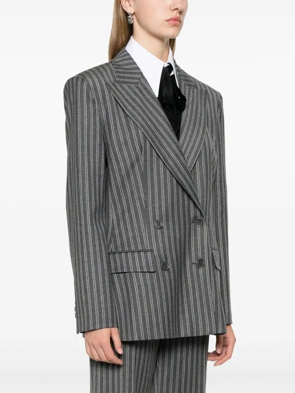 Alberta Ferretti Flannel Double-breasted Blazer - Grey