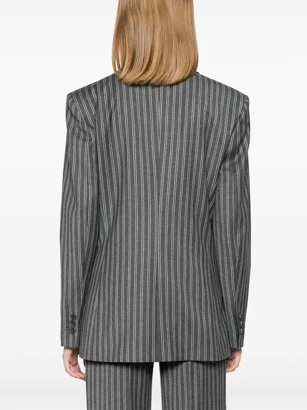 Alberta Ferretti Flannel Double-breasted Blazer - Grey