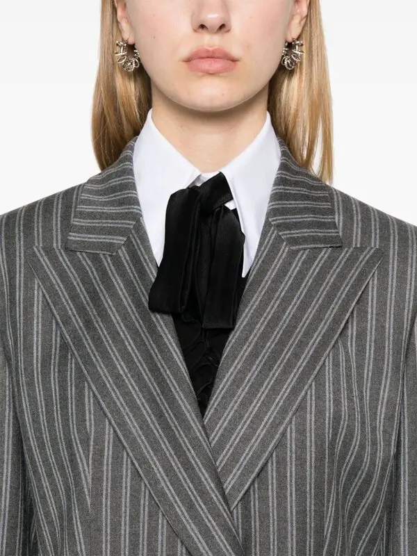 Alberta Ferretti Flannel Double-breasted Blazer - Grey