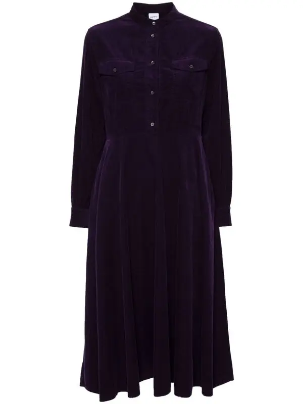 Aspesi Corduroy Cotton Midi Dress - Purple