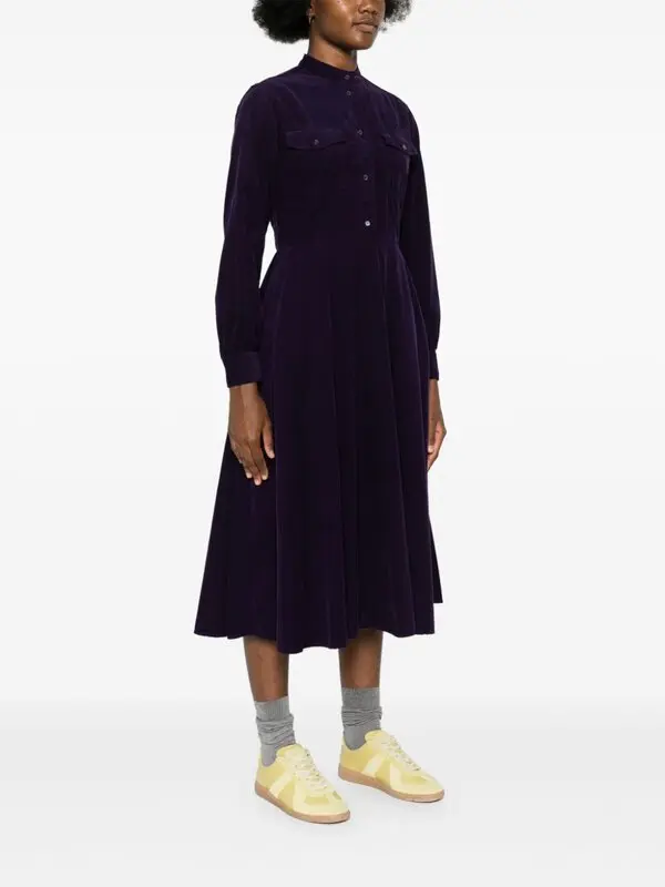 Aspesi Corduroy Cotton Midi Dress - Purple