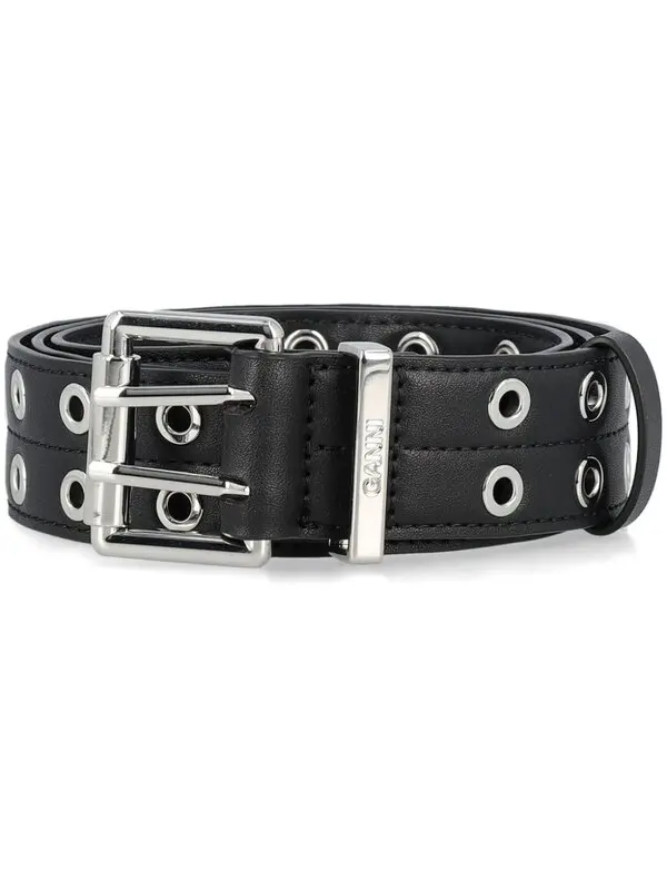 GANNI Double Eyelet Belt - Black