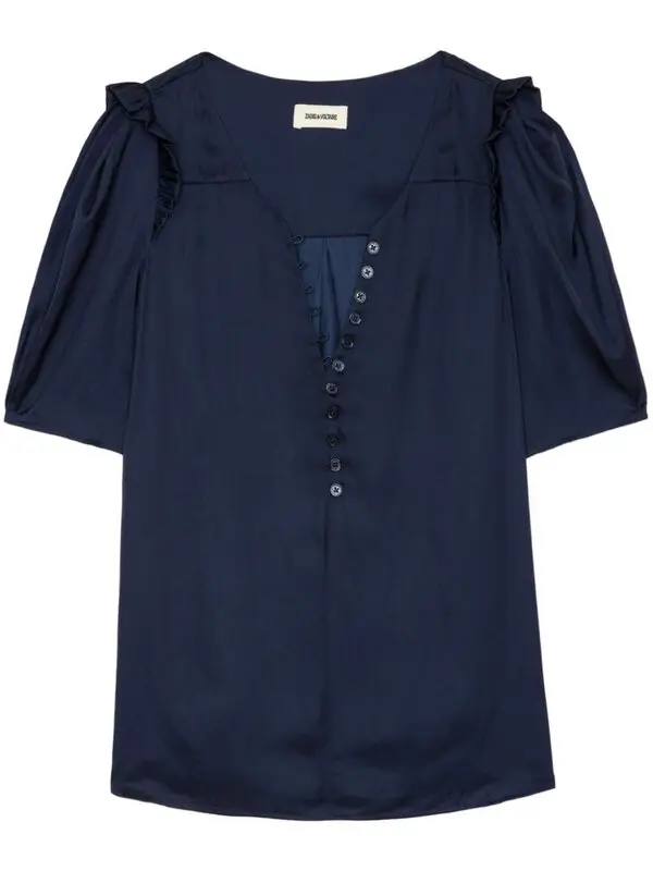 Zadig&Voltaire Satin Puff-sleeve Top