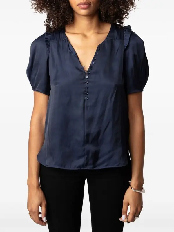 Zadig&Voltaire Satin Puff-sleeve Top