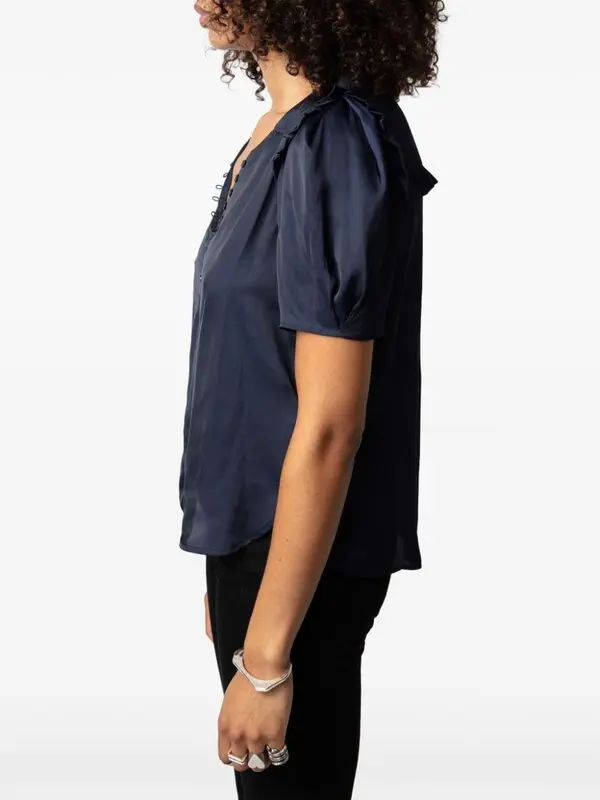 Zadig&Voltaire Satin Puff-sleeve Top