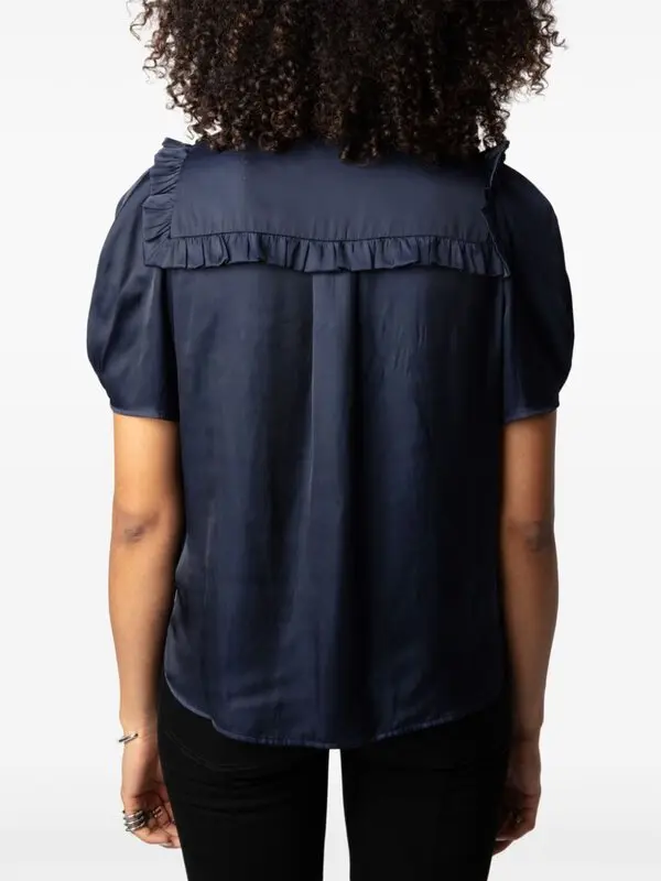 Zadig&Voltaire Satin Puff-sleeve Top