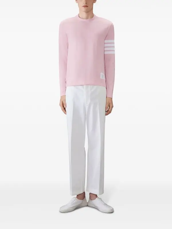 Thom Browne Three-stripe Long-sleeved T-shirt - Pink