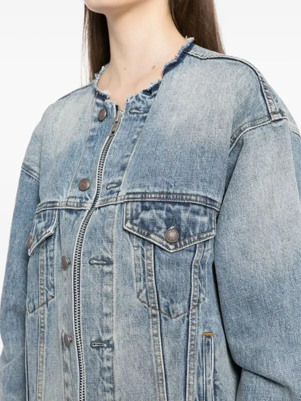 R13 Collarless Trucker Jacket