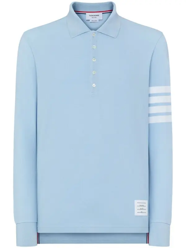 Thom Browne Three-stripe Long-sleeved Polo Shirt