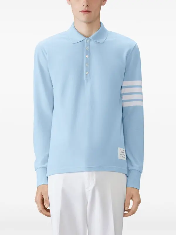 Thom Browne Three-stripe Long-sleeved Polo Shirt