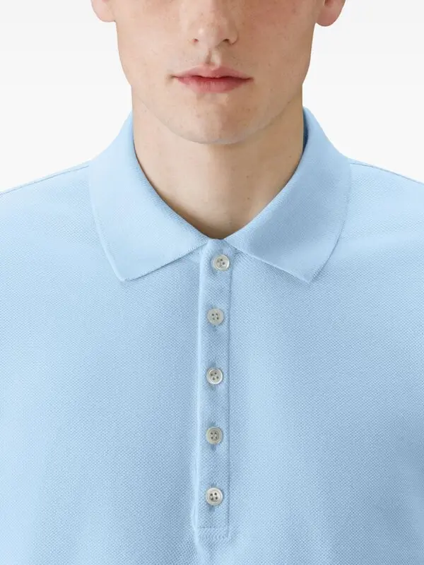 Thom Browne Three-stripe Long-sleeved Polo Shirt