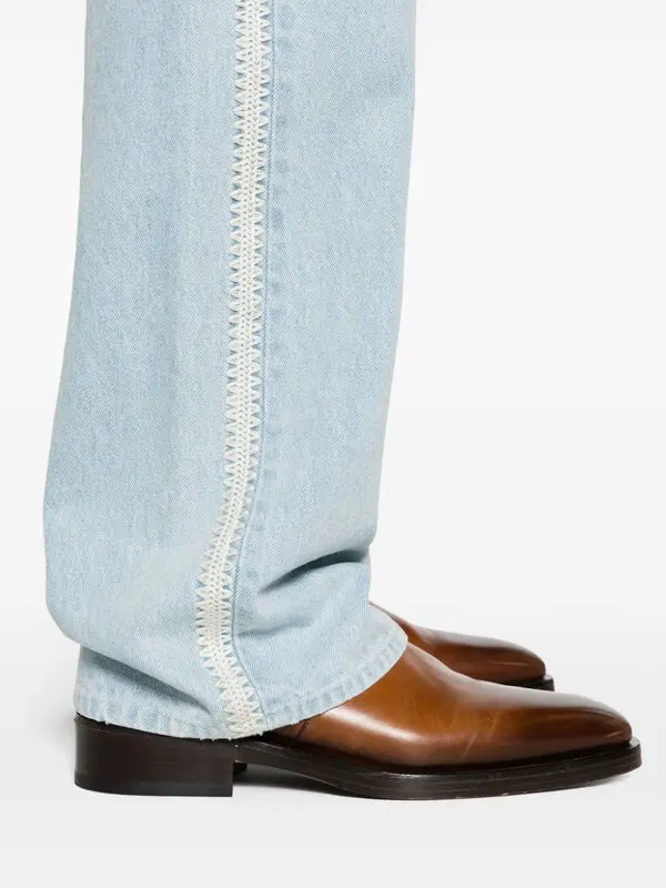 Nanushka Crochet-detailed Straight-leg Jeans