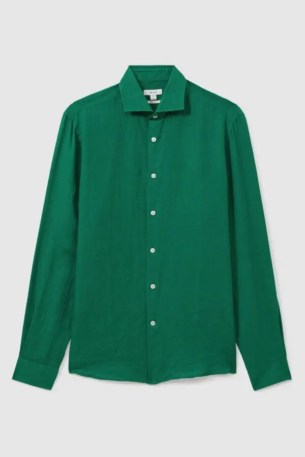 REISS Ruban Linen Button-through Shirt
