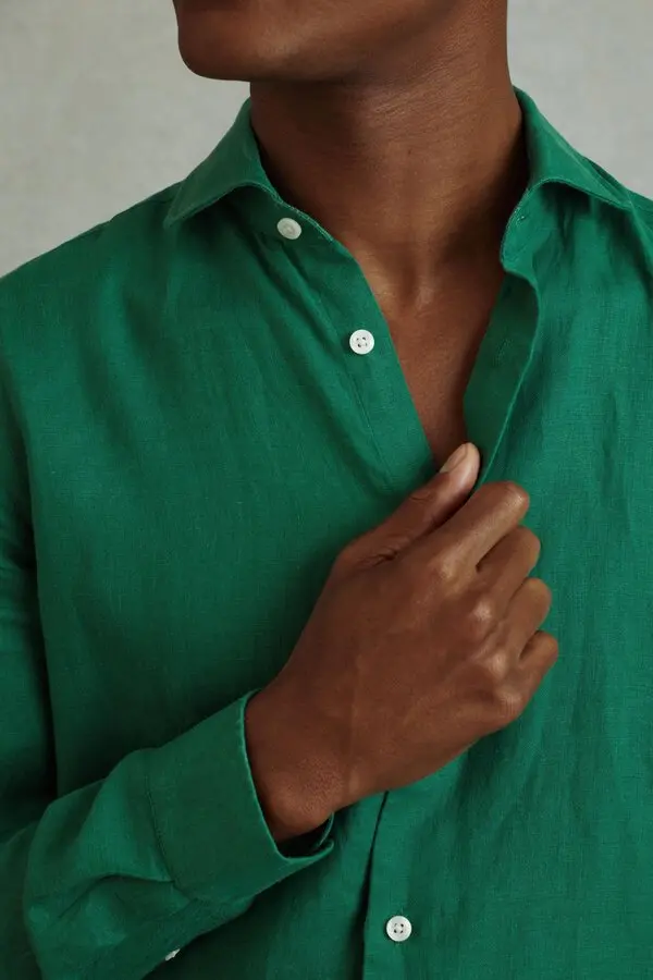 REISS Ruban Linen Button-through Shirt