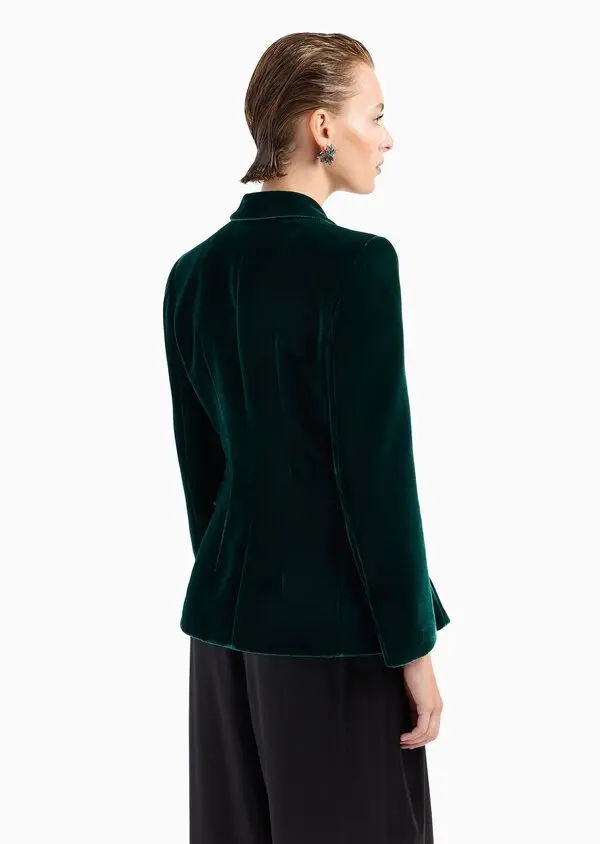 Giorgio Armani Velvet Single-breasted Jacket - Green