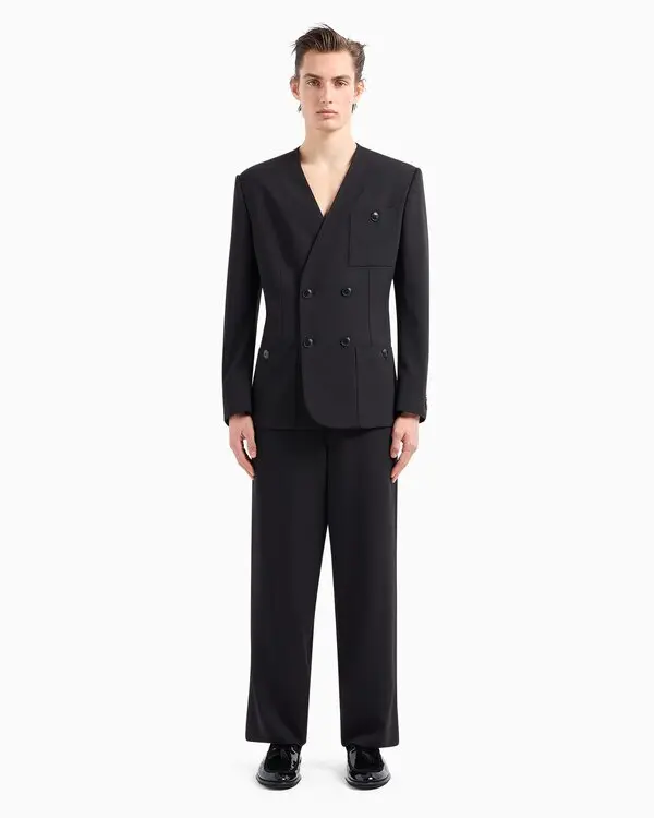 Giorgio Armani Double-breasted Suit In Stretch Virgin Wool