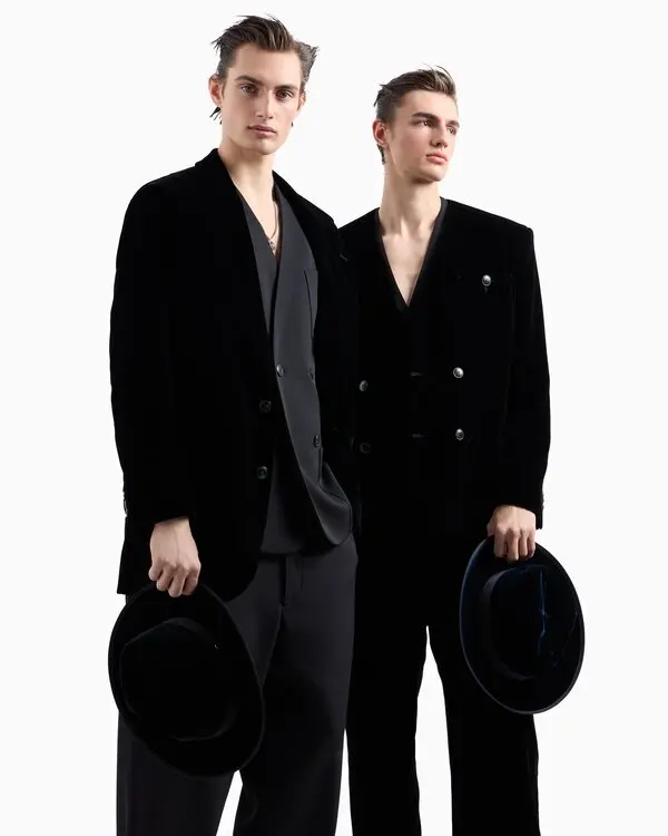 Giorgio Armani Double-breasted Suit In Stretch Virgin Wool