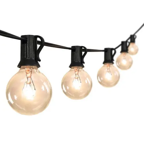 JONATHAN Y 25-light Indoor/outdoor 25 Ft. Contemporary Rustic Incandescent G40 Bistro Globe Bulb String Lights - Black