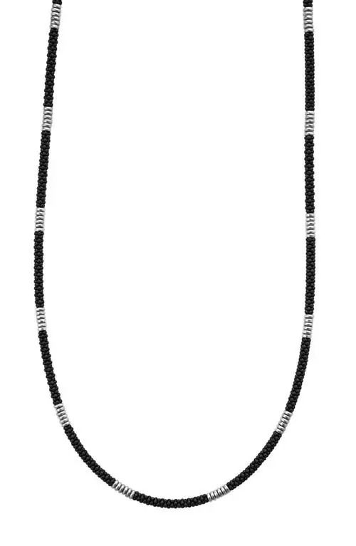 Lagos Matte Caviar Beaded Station Necklace - Black