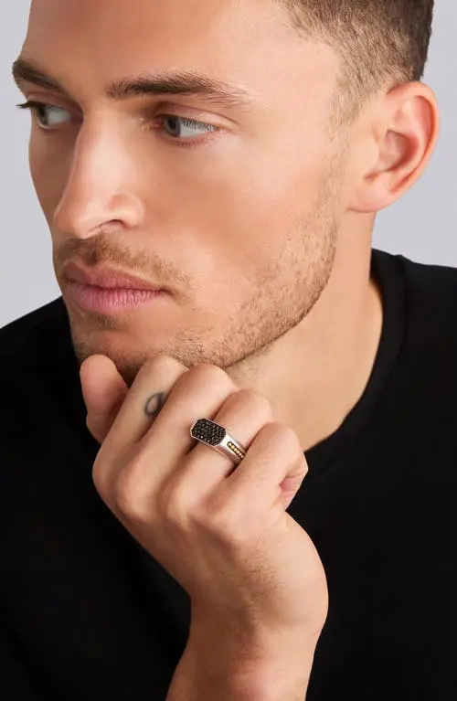 Lagos Anthem Diamond Pavé Signet Ring - Black