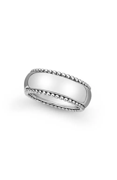 Lagos Anthem Caviar Lined Band Ring - Silver