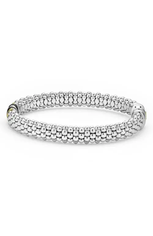 Lagos Single Pavé Diamond Station Caviar Bracelet - Silver
