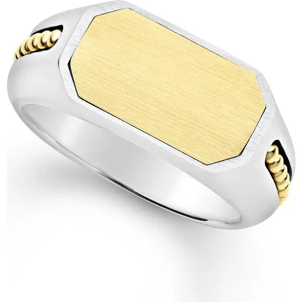 Lagos Anthem Satin Signet Ring - Two-tone