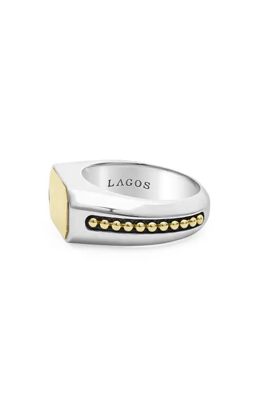 Lagos Anthem Satin Signet Ring - Two-tone
